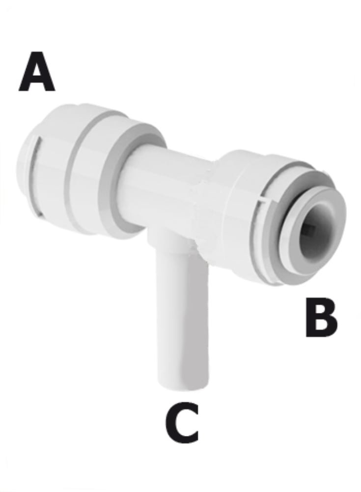 Intermedio a T Ø tubo – Ø codolo 1/4″ x 1/4″ x 1/4″ – TermoidraulicaRV